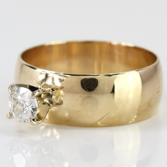 Jewelry | Vintage 1k Yellow Gold Solitaire Mine Cut Diamond Engagement ...